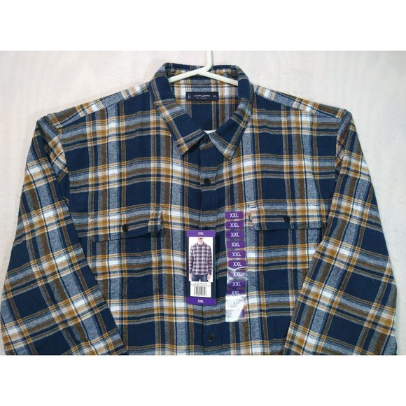 Lucky Brand | Shirts | Lucky Brand Flannel Shirt Mens Xxl Blue Yellow ...